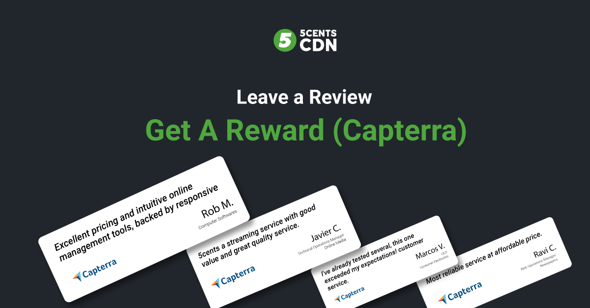 Leave A Review, Get A Reward (Capterra) - 5centsCDN | Video Live ...